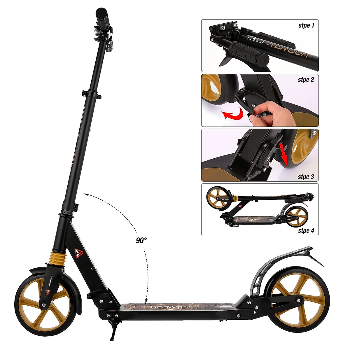 Kick Scooter for Kids Ages 8-12, Folding Scooter for Teens/Adults with 4 Adjustment Levels, Big 8" Wheels Scooters with Anti-Shock Suspension and Carry Strap, Adult Scooter up to 220lbs