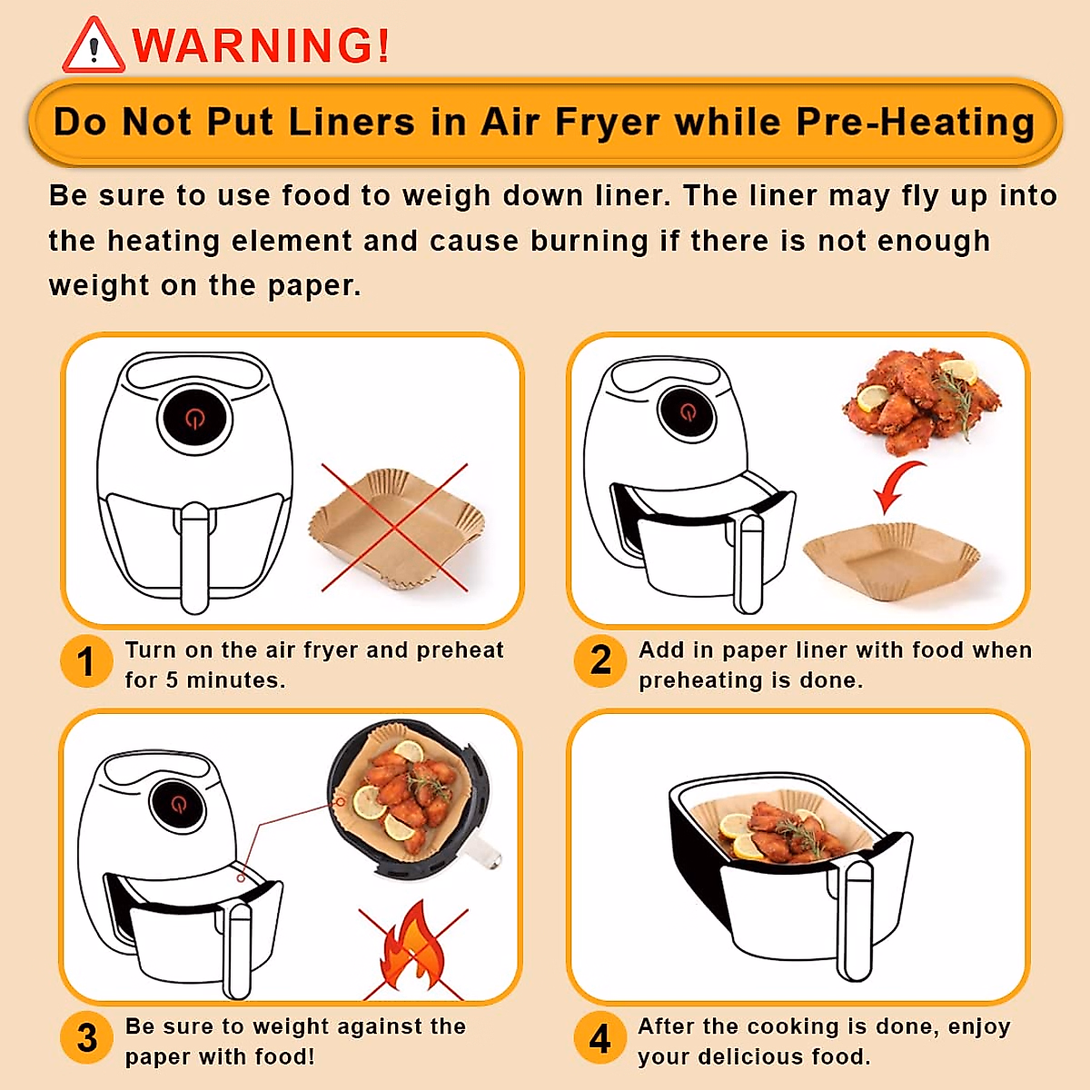 Ninja Air Fryer Liners Disposable 6.3 inch (Fits 2-5 QT) – 150 Pcs Air Fryer Disposable Paper Liner, Airfryer Paper Liners for Air Fryer Basket Water-proof & Oil-proof for Frying & Cooking