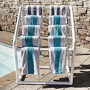 Essentially Yours 5 Bar Pool Towel Rack White| Free Standing Poolside Storage Organizer, 37" W x 22.5" L x 50" H, (White) Style 674123
