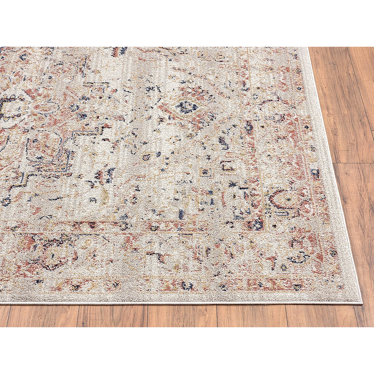 Abani Traditional Cream & Beige Vintage 5'3" X 7'6" Area Rug, Babylon Collection - Oriental Medallion Distressed Rug, Rugs