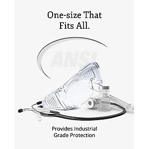 Aqulius 3 Bulk Pack Safety Glasses Over Eyeglasses (Anti-Fog & Scratch Resistant) Crystal Clear Eye Protection - OTG Safety Goggles