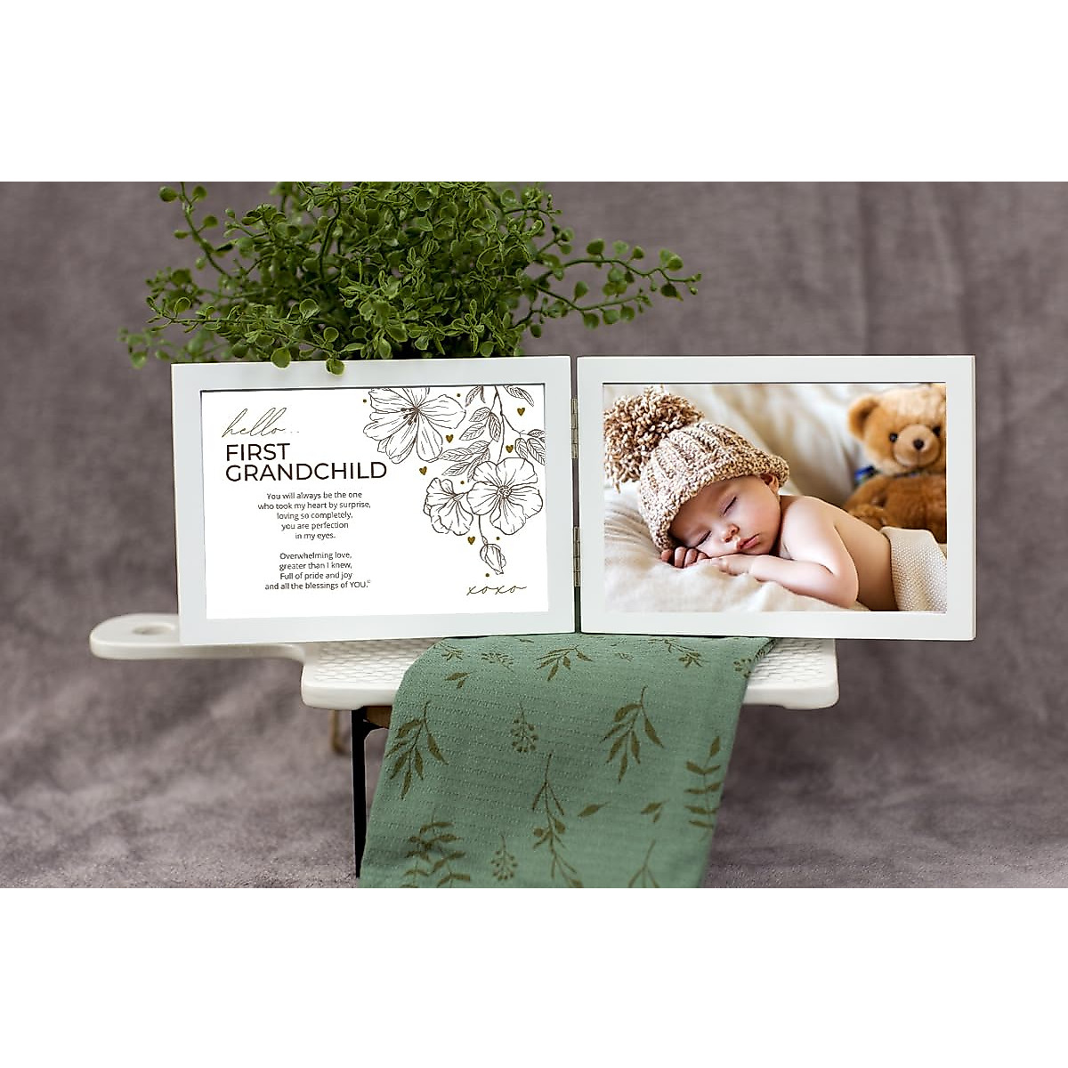 First Grandchild Gift for New Grandparents - Poetry Frame (White)