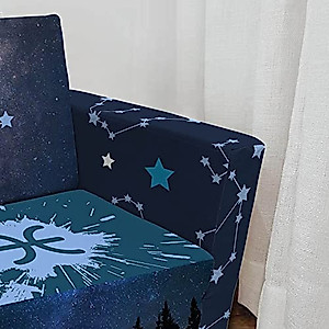 fond + found Kids Sofa, Zodiac Sign Toddler Couch 2-in-1 Convertible Sofa to Lounger, Starry Sky Flip Out Chair & Sleeper, Zodiac Gifts Kids Couch for Kids Girls Boys