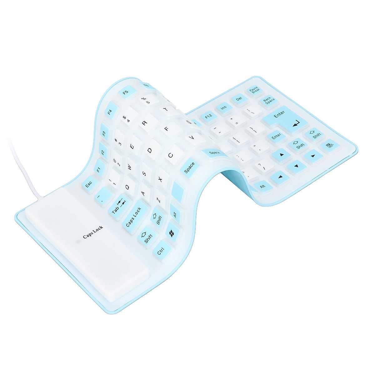 Silicone Keyboard, Foldable Flexible Keyboard USB Wired Gaming Keyboard, 85 Keys, Fully Sealed Design, Roll-up Silent Soft Keyboard, Waterproof, Dustproof for PC Notebook Laptop(Blue)