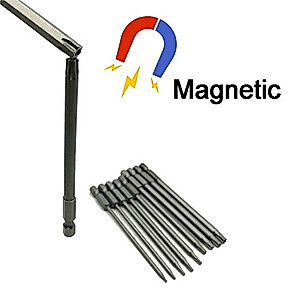 YDLQWCZ Long Torx Security Head Screwdriver Drill Set 1/4 Inch Hex Shank T6 T7 T8 T9 T10 T15 T20 T25 T27 T30 T40 11 Pieces 4 Inch Length S2 Steel Torx Screwdriver Bit Set (11pcs Torx Head 100mm)