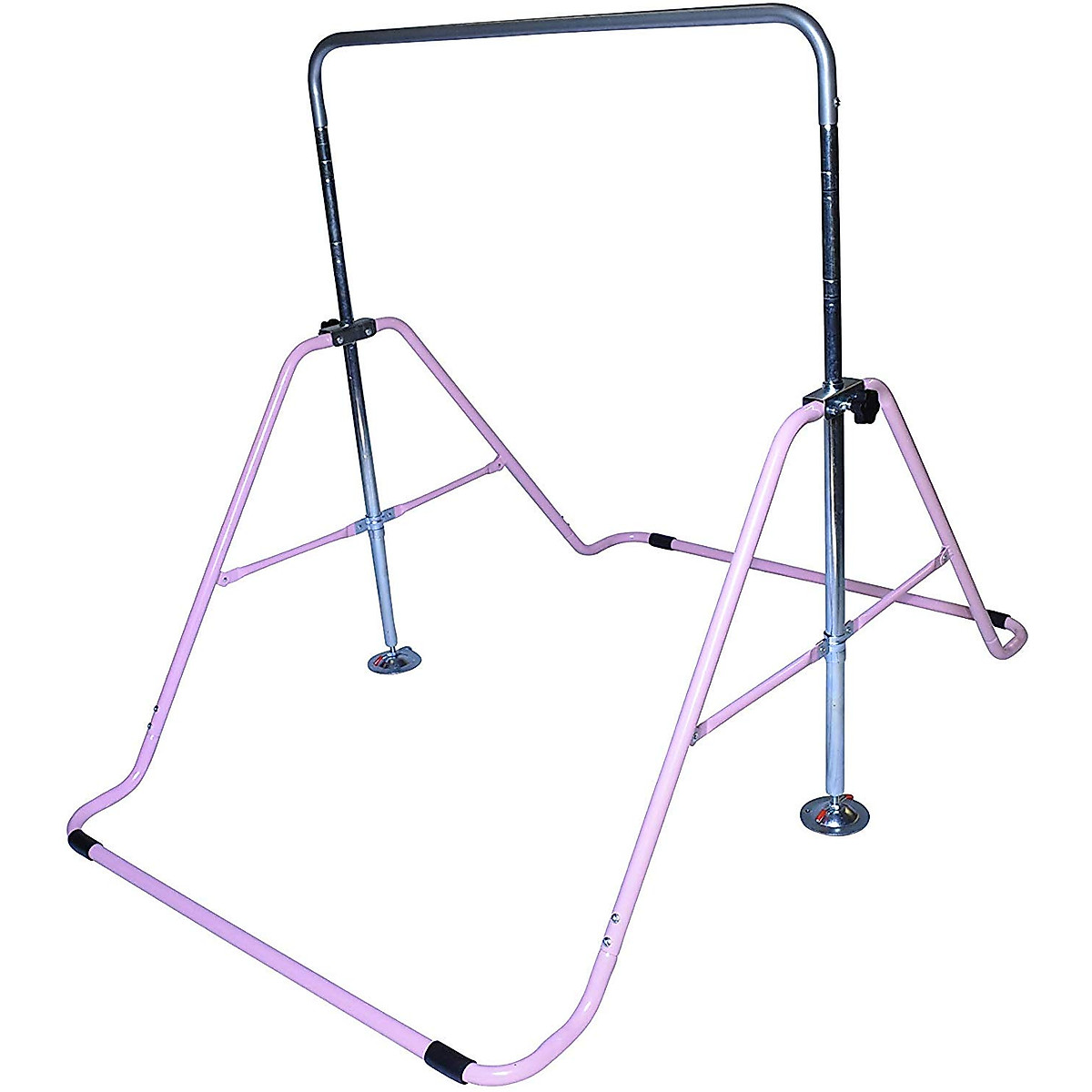 5 Star TD Gymnastics Bar Horizontal Kip Bar + 2x6 Tri Fold Mat Junior Training Adjustable Expandable Height Jungle Gym Children Monkey Bars Climb Tower Playground Balance Bar Gymnasts (Pink)