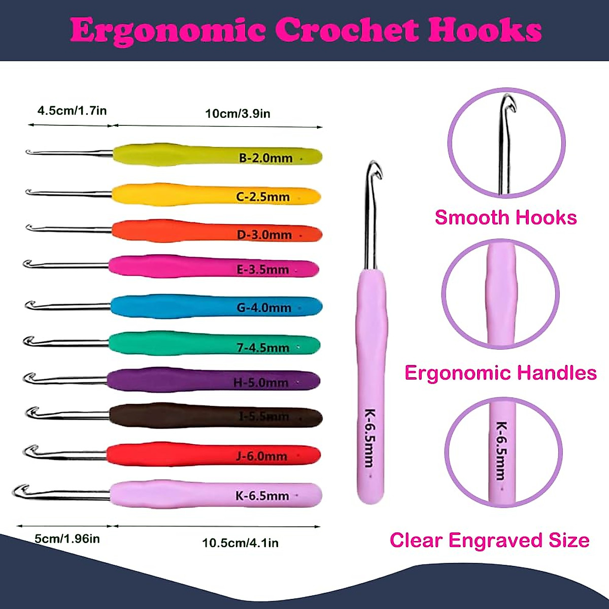 Yarniss Crochet Kits for Beginners, All in One Crochet Kits with 840 Yards Crochet Yarn, 10 Size Ergonomic Crochet Hooks 2.0mm~6.5mm