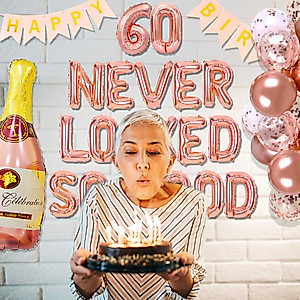 Rose Gold 60 Never Looked So Good Decoration Banner Women Birthday Gift 60th Birthday Decoration 60th Birthday Party Supplies 60th Birthday Gifts for Her