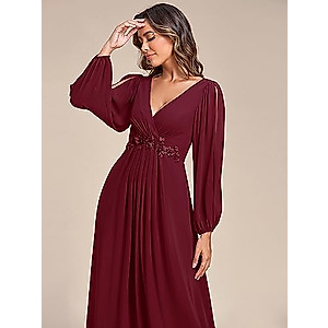 Ever-Pretty Women's Customized Generous Chiffon A Line Long Evening Dresses Burgundy US00