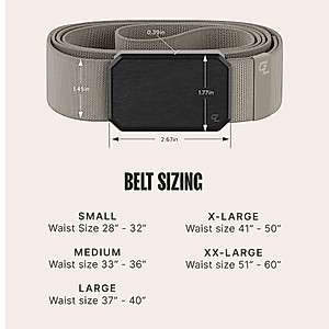 Groove Life Groove Belt Gun Metal/Flat Earth - Men's Stretch Nylon Belt with Magnetic Aluminum Buckle, Lifetime Coverage - X-Large (41-50")