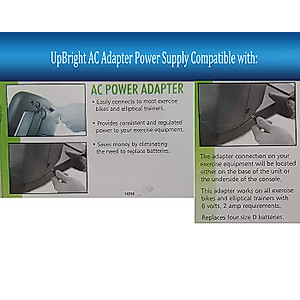 UpBright 6V DC 2A AC Adapter Compatible with SAW-0602000 JumpKing Treadmills NordicTrack 248512 14730 Elliptical Bike 831.285551 CX 938 E7sv Free Spirit 420 307090 AverMedia P0A3 300 280 110 Power PSU
