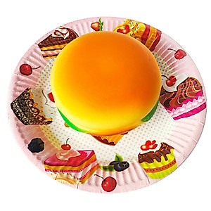 MaitianGuyou 50-Pack 7inch Disposable Party Plates,Party Dinner Plates Round Lunch Dessert Paper Plate for Birthday, Party, Retirement,Appetizer,Wedding Bridal Baby Shower(Strawberry Cake)