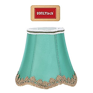 Uonlytech Green Fabric Lamp Shade Burlap Clip On Chandelier Lamp Shades Linen Lampshade for Table Chandelier Wall Lamp Living Room Bedroom, Small