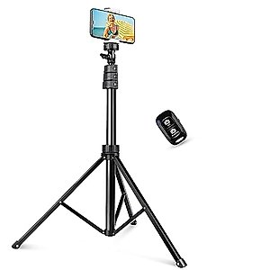 Aureday 67'' Cell Phone Tripod Stand with Remote Control - Versatile Selfie Stick Tripod for Live Streaming, Vlogging, and More - Compatible with iPhone, Android, GoPro, Cameras