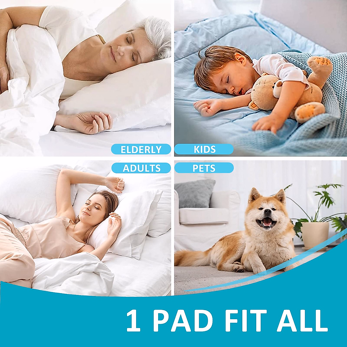 KANECH 44"x52" Large Waterproof Washable Bed Pads for Kids, Adults , Elderly & Pets, Reusable Mattress Protector & Underpads for Bed, Sofa ,Couch ,Floor