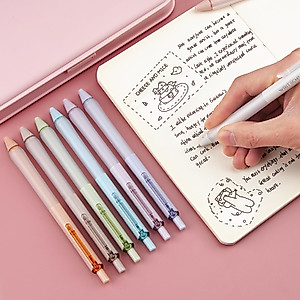 WRITECH Gel Ink Retractable Pens: Black Ink 0.7mm medium Point Pen Set, Extra Smooth Tip No Bleed Smear Smudge Refillable Clickable Pens Bulk for Writing Journaling Multicolor Fine Pens 8ct