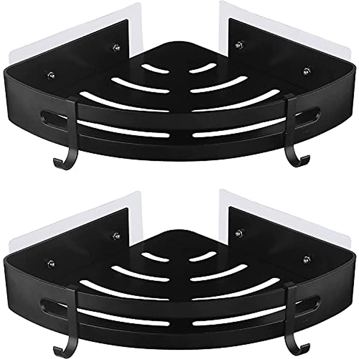 NIENLCIP Adhesive Shower Caddy Corner Shelf Shower Shelves Bathroom Storage Organizers Basket for Kitchen/Toilet No Drilling 2-Tier Black