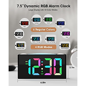 Roxicosly Loud Bed Shaker Alarm Clock for Heavy Sleepers + Vibrating Alarm Clock with RGB Digits & Colorful Night Light