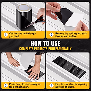 VIVIDA Waterproof Patch and Seal Tape, 4" × 10' Waterproof Tape for Outdoor Use, Patch and Seal Tape Waterproof Tape for Leaks, Underwater Repair, Black, 1 Roll