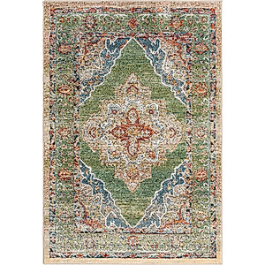 Unique Loom Isabella Collection Area Rug - Rossellini (4' 1" x 6' 1" Rectangle, Green/ Blue)