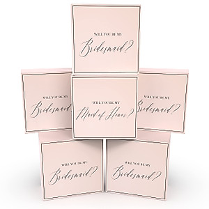 Bridesmaid Proposal Box Set of 6 I 5 Pink Will You Be My Bridesmaid Boxes & 1 Will you Be My Maid of Honor Gifts Box I Bridesmaid Boxes for Proposal I Bridesmaid Gift Box for Bridesmaid Proposal Gifts