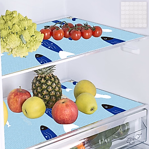9 Pcs Refrigerator Liners Mats, Washable Refrigerator Shelf Liners Non-Slip Fridge Liner Refrigerator Mats, Can Be Cut Oilproof Drawer Shelf Cabinet Liner for Kitchen Gadgets 17.7"x11.8" (Orange)