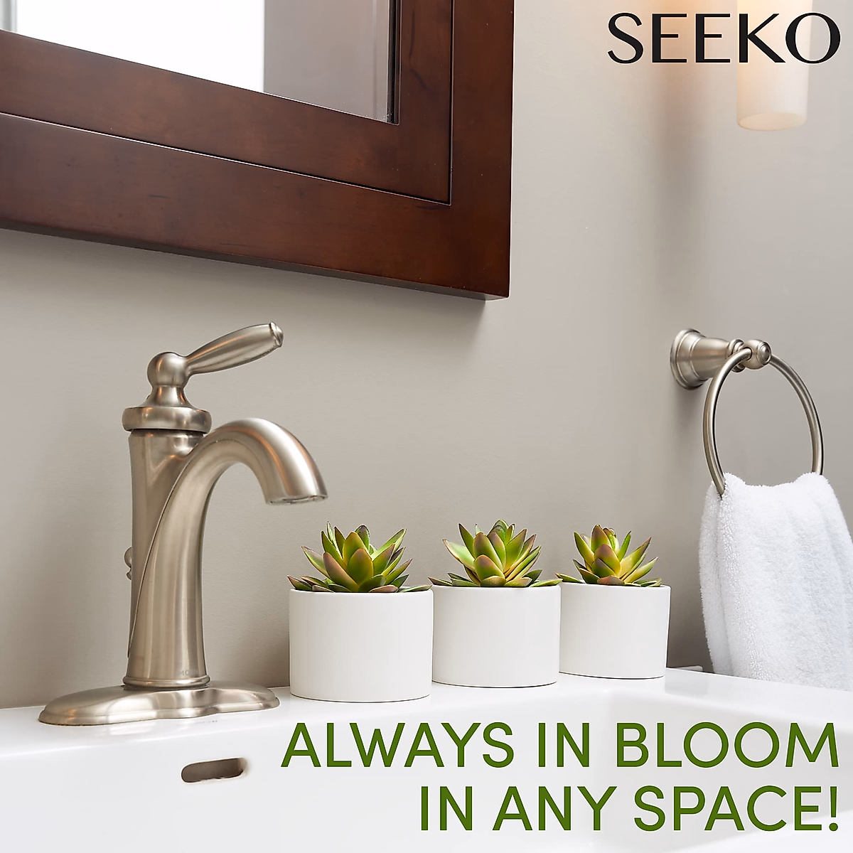 Small Fake Succulents (3 Pack) - Potted Faux Plants for Modern Home, Dorm, Bathroom, Shelf, Laundry Room or Coffee Table Decor for Indoor Use