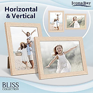 Icona Bay 5x7 Light Oak Picture Frame, Modern Style Wood Composite Frame, Table Top or Wall Mount, Bliss Collection