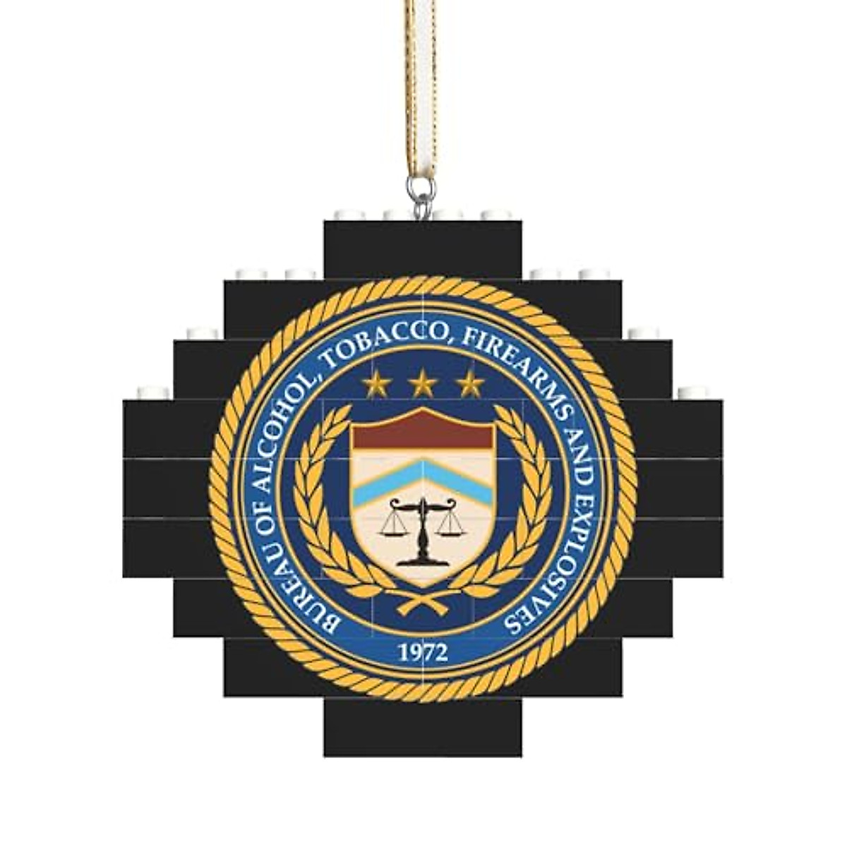 Us Bureau of Alcohol Tobacco and Firearms ATF Fashion Building Brick Block Puzzle Lozenge Shaped Orange Uv Printed for Indoor Outdoor Suitable for Various Festivals