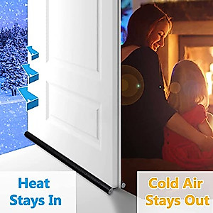 AOKON Door Draft Stopper 36 Inch Under Door Draft Noise Blocker Black Gap Stoppers Entry Door Draft Guard for Bottom of Doors Adjustable Twin Door Draft - Black