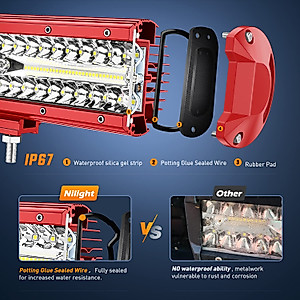 Nilight LED Light Bar 12 Inch Triple Row Spot Flood Combo Lights with Wiring Harness Kit for Fog Driving Work Lighting on Off-Road Truck SUV ATV UTV