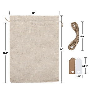 Tapleap Burlap Bags with Drawstring, 10"x14" Burlap Favor Sacks (Lot of 10) for Wrapping Gifts, Birthday, Wedding, Theme Parties or Household Use