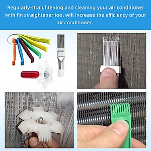 AMI PARTS 5 PCS Air Conditioner Fin Cleaner Set Include 3 Different Air Conditioner Condenser Fin Comb and 2 Different Condenser Fin Comb Brush