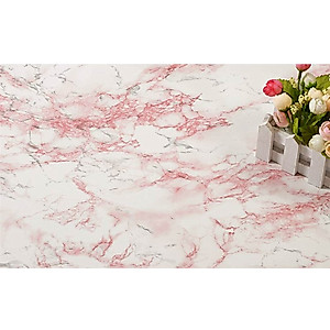 Moyishi Red Granite Look Marble Gloss Film Vinyl Self Adhesive Counter Top Peel and Stick Wall Decal 24''x79''