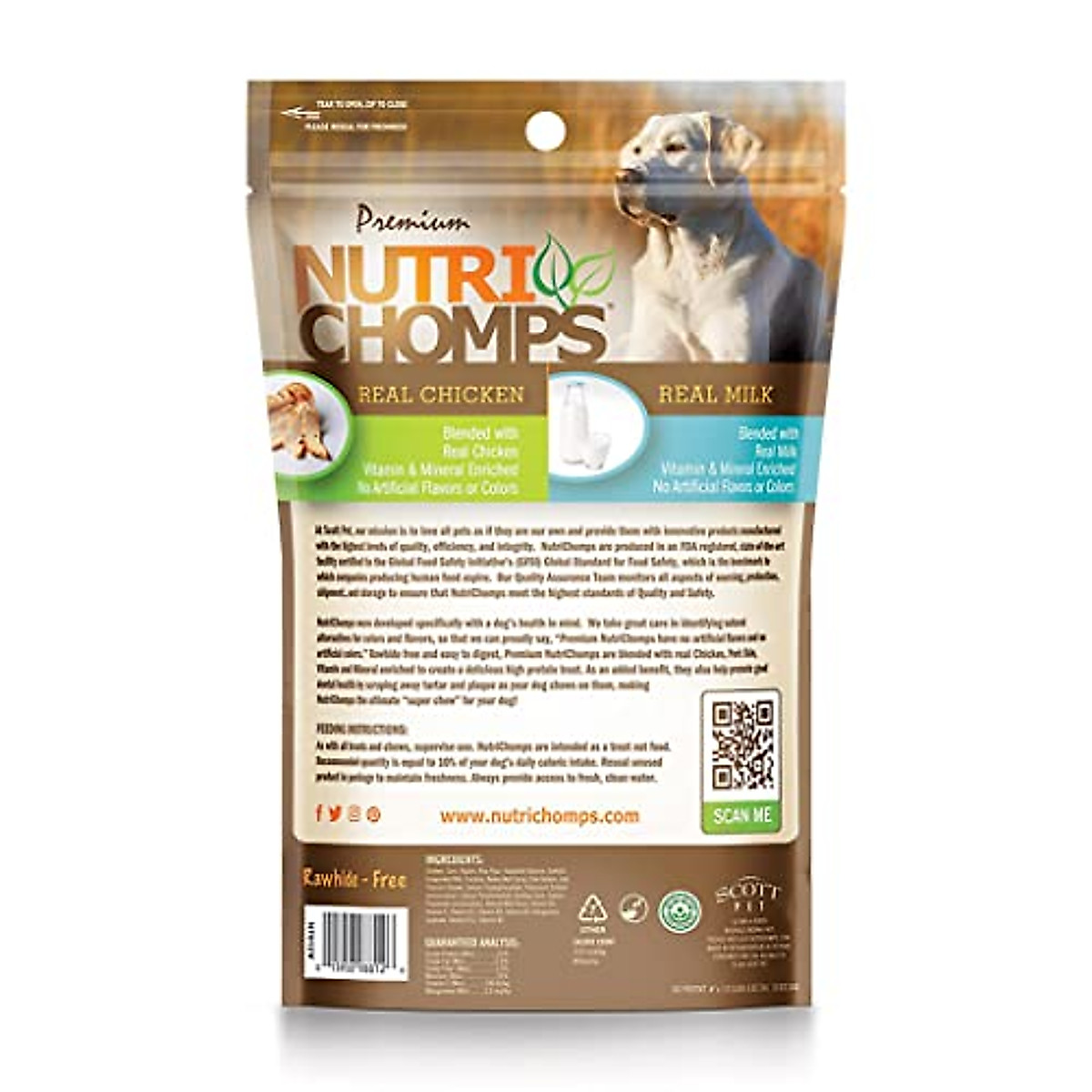 NutriChomps Dog Chews, 6-inch Braids, Easy to Digest, Long Lasting, Rawhide-Free Dog Treats, Healthy, 4 Count, Real Milk flavor