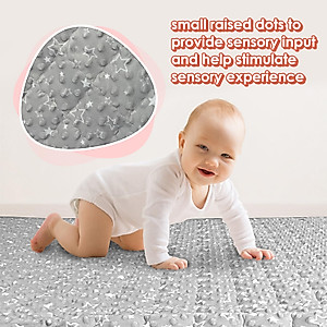 Baby Play Mats for Floor, Sensory Baby Playpen mat for Floor, Soft Tummy Time Play Mat, Non-Slip Cushioned Baby Playmats for Toddlers. Machine Washable and Foldable, 50 * 50 in
