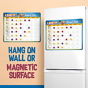 Kids Behavior Reward Chart - 63 Chores as Potty Train, & More. “Thick Magnetic” Responsibility Chart Board/Tasks-for Multiple Kids