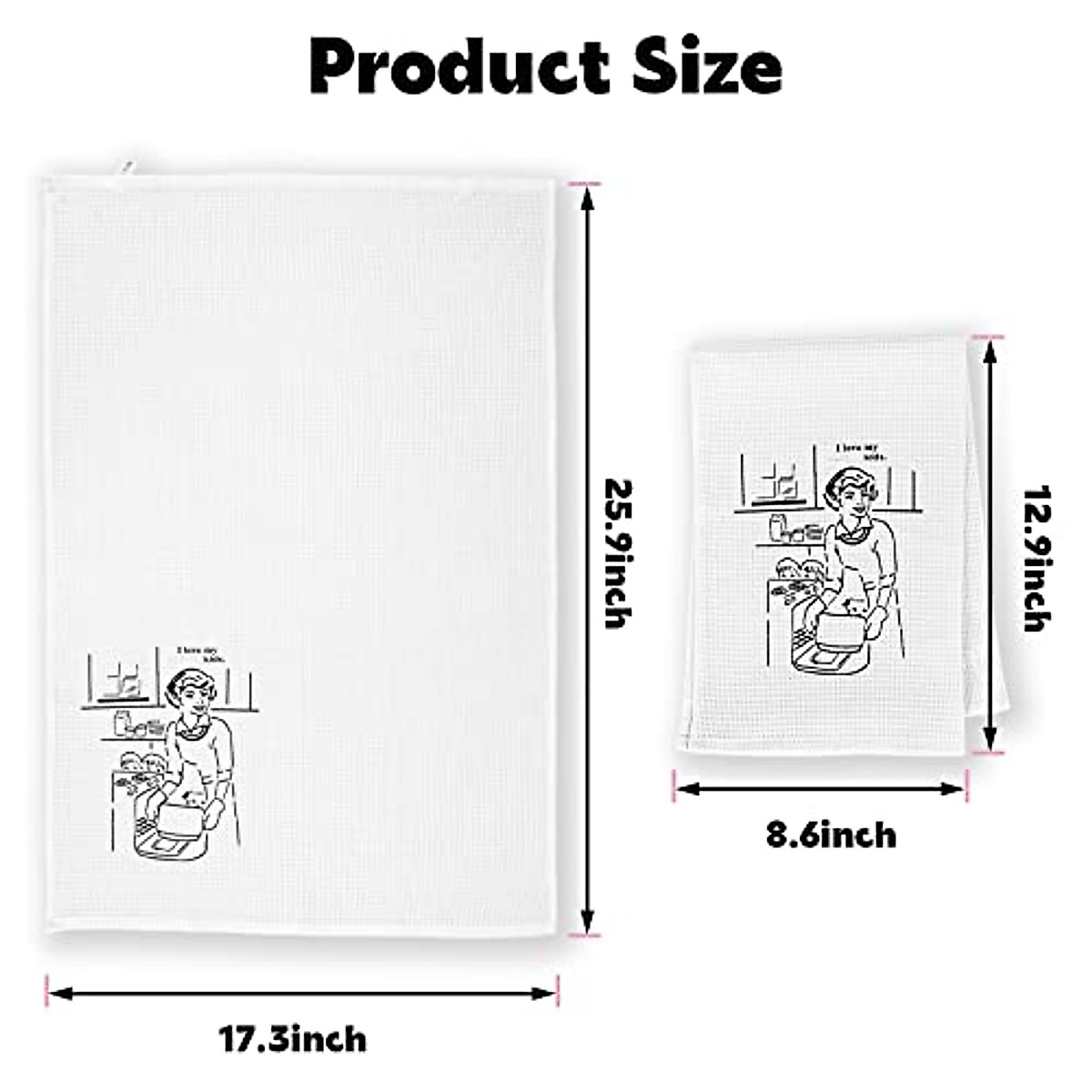 BOMBAXCEIBA Funny Kitchen Towels and Dishcloths Sets of 4,Gift for Mom, New Home Decorative Dish Towels for Women, Waffle Weave Tea Towels for Kitchen (17 x 25 Inches)