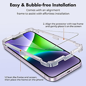 UNBREAKcable 3-Pack Screen Protector for iPhone 14, Double Shatterproof Tempered Glass [Easy Installation Frame] [9H Hardness] [99.99% HD Clear] [Case Friendly] for iPhone 6.1 inch