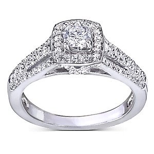 Kobelli Diamond Engagement Ring 1/2 Carat TDW Multirow Halo 14k White Gold