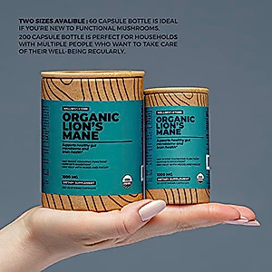 Wellnest.Store Lions Mane Mushroom Organic Supplement (Hericium Extract) 60 Veggie Caps - Immune Support Supplement; Improve Cognitive Function + Promote Vitality, Protect Nerve Cells