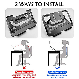 VAWcornic Adjustable Aluminum Laptop Stand, Foldable, Portable, 5 Angles Available, 88lb Weight Capacity, for Desktop and Laptops