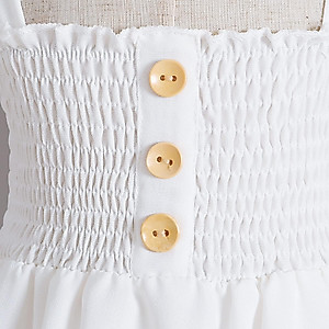 JEELLIGULAR Toddler Dress Ruffle Sleeveless Button Down Denim Dress for Toddler Girl Dress Summer Beach Casual A-line Sundress (3T, White)