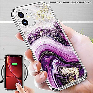 FIRMGE for iPhone 11 Case, with [2 x Tempered Glass Screen Protector] 360 Full-Body Coverage Hard PC+Soft TPU Silicone 3 in 1 Military Grade Heavy Duty Shockproof Phone Protective Cover Marble 04
