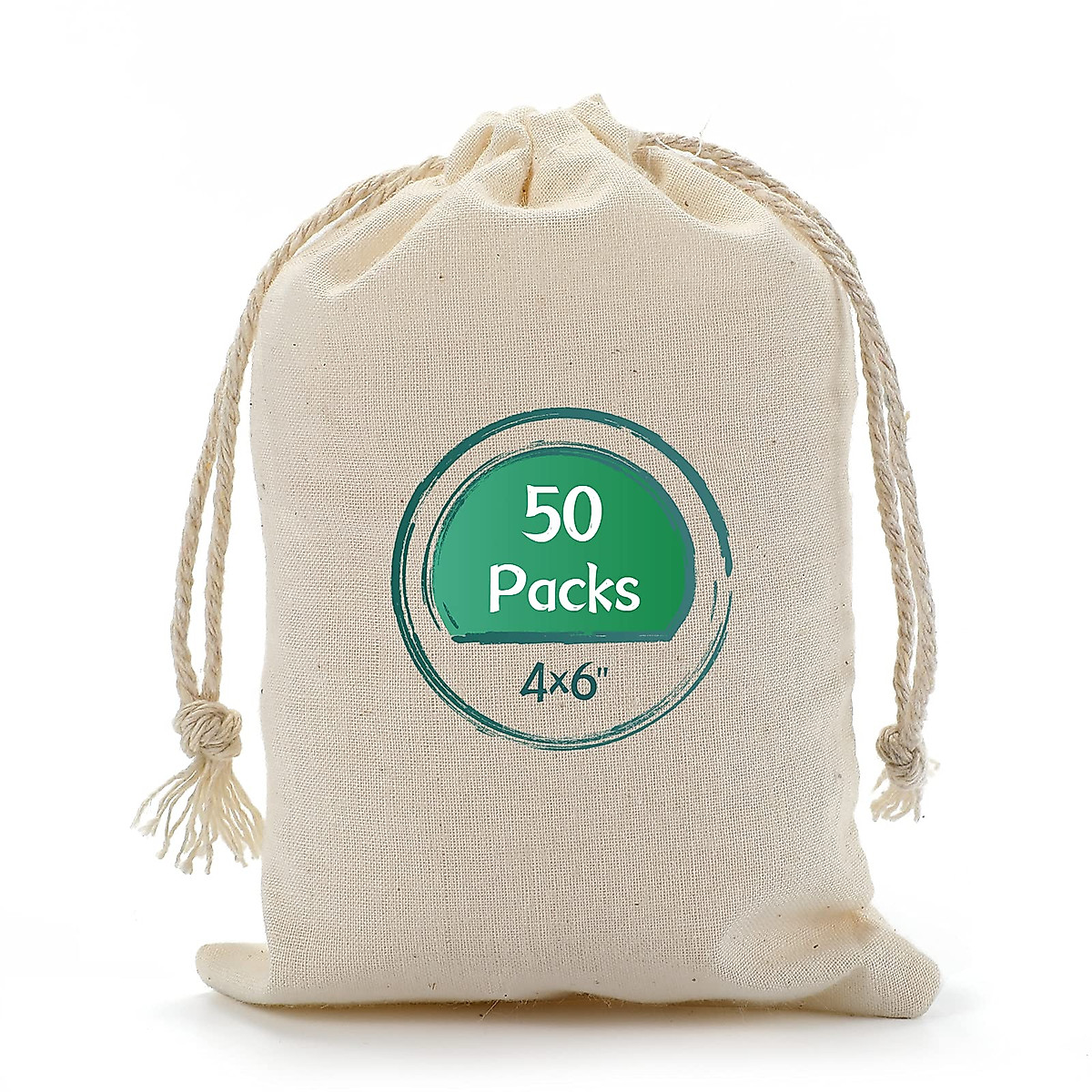 Sarasweet Cotton Muslin Drawstring Bags,Reusable Fabric Sachet Bag (4 by 6 Inches) Cloth Party Favor Gift Bags for Party Wedding Storage Home Supplies,50 Pieces Cotton Pouches