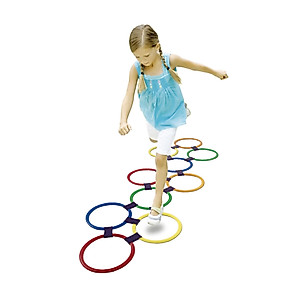 GOODLYSPORTS 2-In-1Hopscotch & Bean Bag Toss,Combine Hopscotch Rings with Bean Bag Toss Game, Bean Bag Toss Game for Kids,Hopscotch Outdoor Game,Agility Rings,Fun Playground Toys for Boys and Girls