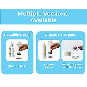 TubClaw 5-Pack Hair Catcher Strainer Drain Protector Trap for Bathtub | Eco-Friendly Bioplastic | Stronger Reusable Version of HairClaw