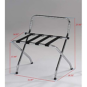 KB Designs - Folding Suitcase Luggage Rack with Support Bar, Chrome
