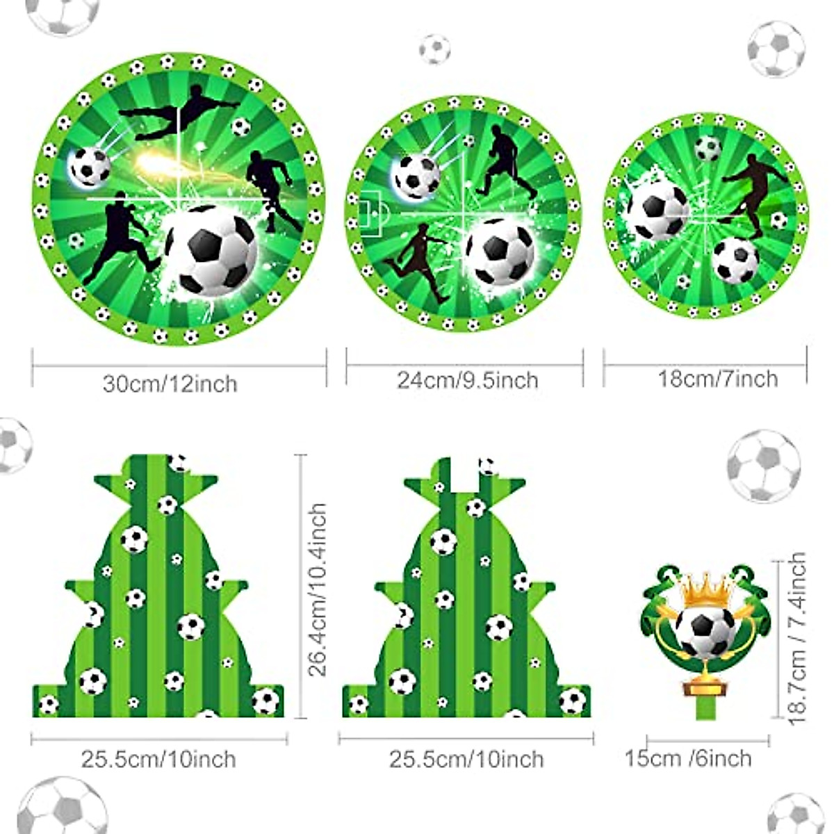 LJCL 2PCS 3-Tier Soccer Cupcake Stand and Dessert Tower, Football Cupcakes Stand Reusable Kid Birthday Baby Shower Sports Theme Party Supplies Dessert Stand, 12X15in