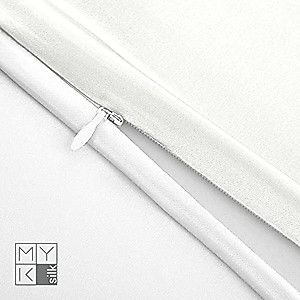 MYK Silk Pure Natural Mulberry Silk Pillowcase, 19 Momme with Cotton Underside for Hair & Skin, Oeko-TEX Certified, Hypoallergenic, Curly Friendly, Standard Size in Undyed Ivory White